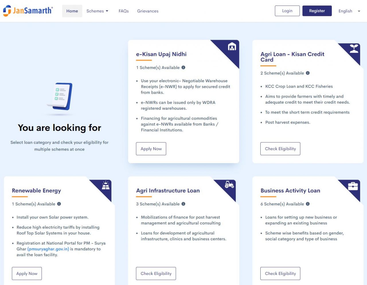 JanSamarth Portal: Eligibility, loan schemes, application process
