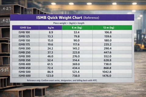 I-Beam Weight Chart: ISMB kg/m, 6 m and 12 m Weight