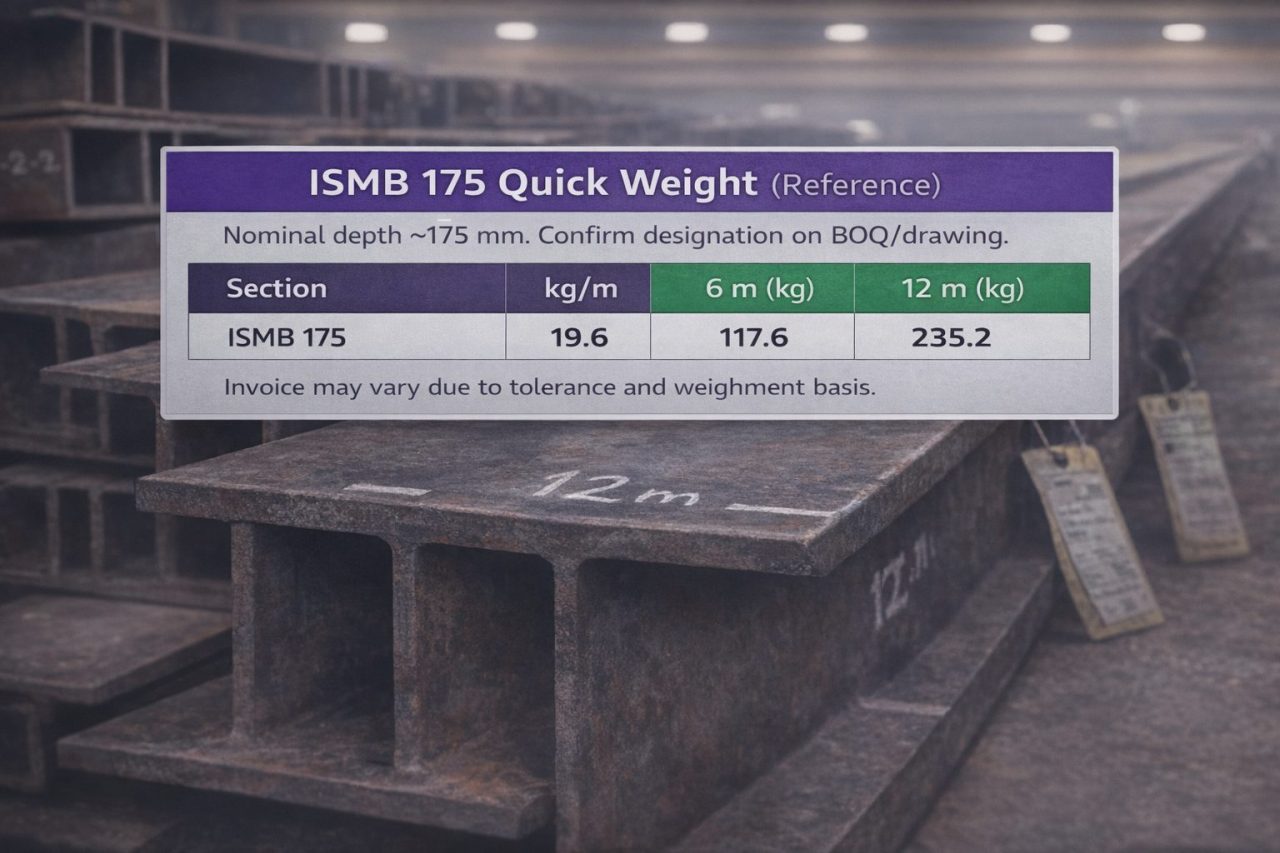 I-Beam Weight Chart: ISMB kg/m, 6 m and 12 m Weight