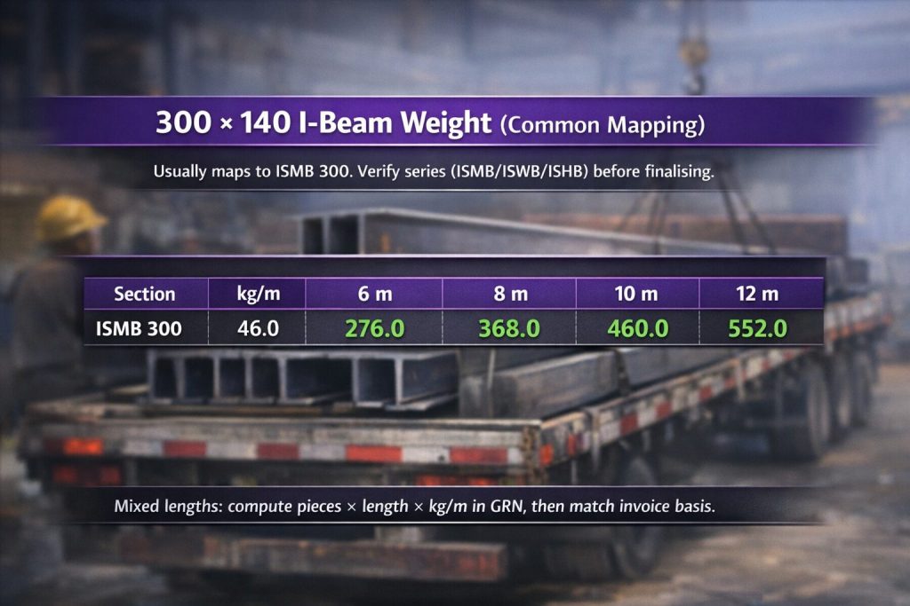 I-Beam Weight Chart: ISMB kg/m, 6 m and 12 m Weight