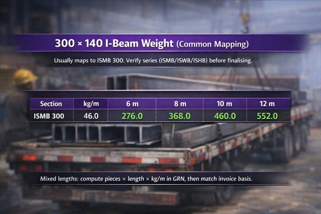 I-Beam Weight Chart: ISMB kg/m, 6 m and 12 m Weight