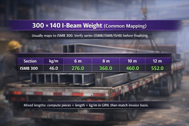 I-Beam Weight Chart: ISMB kg/m, 6 m and 12 m Weight
