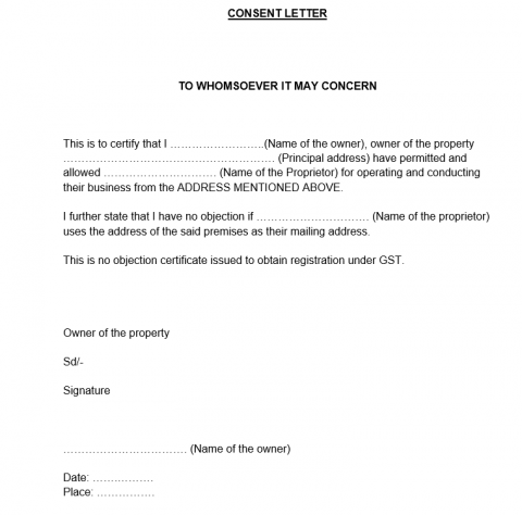 Consent Letter for GST: Size limit, format to download, and NOC