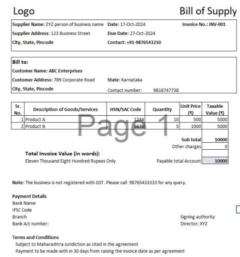 Bill of Supply: Key Components, Format, and Legal Provisions