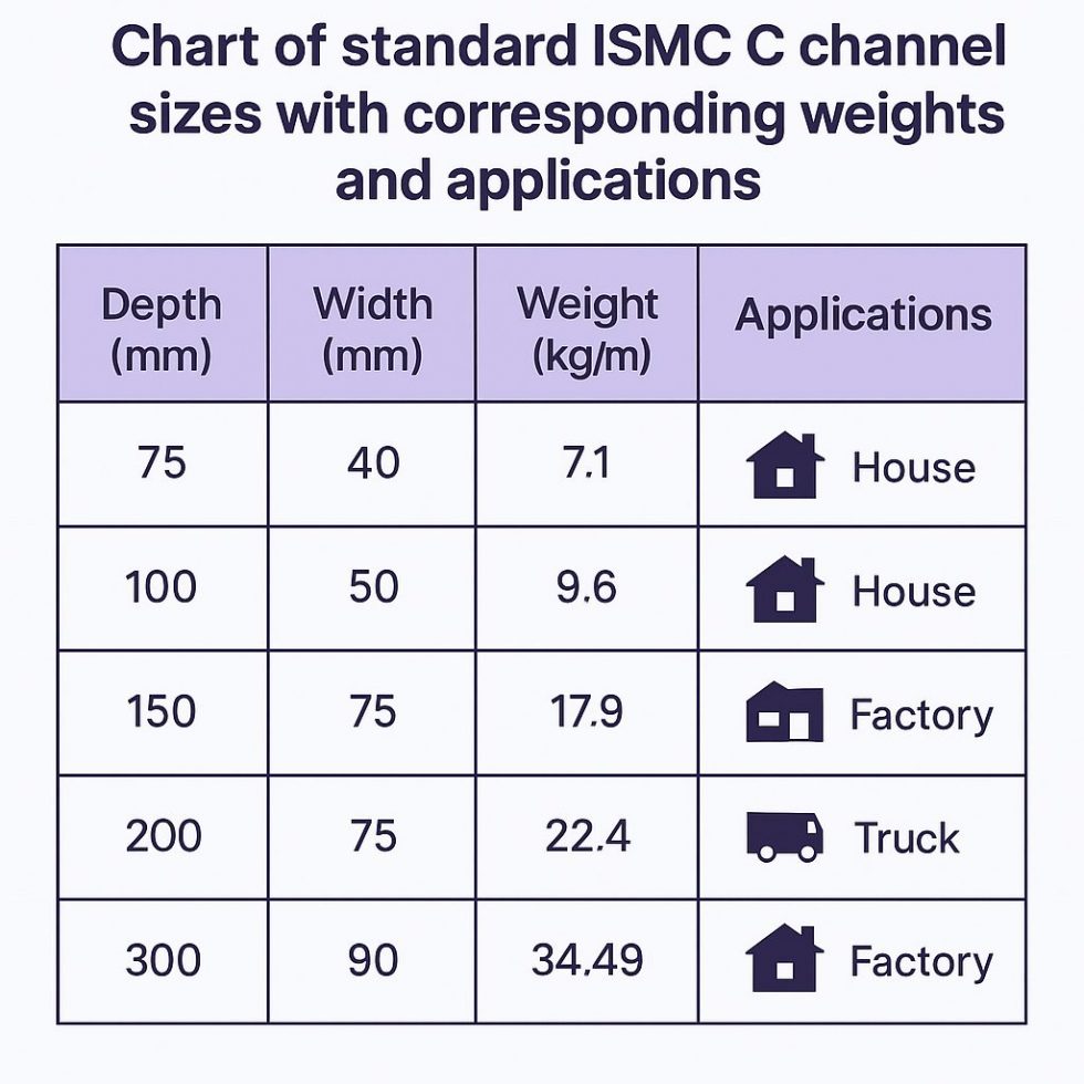 C Channel Standard Sizes | ISMC Weight & Uses in Construction