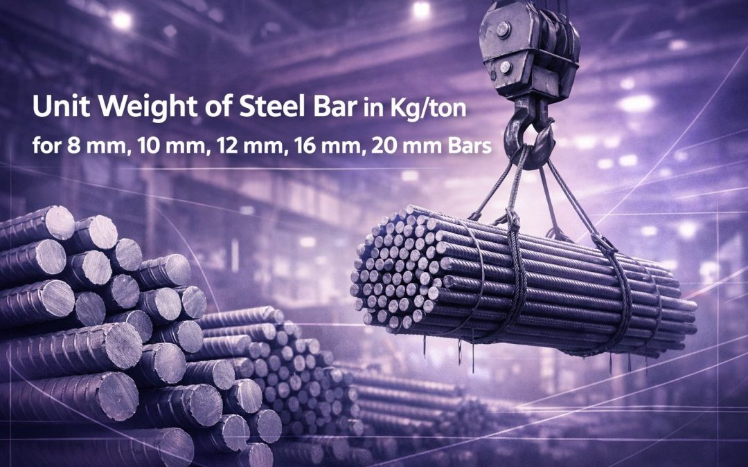 Unit Weight of Steel Bars in Kg for 8mm, 10mm, 12mm, 14mm, 16mm and more
